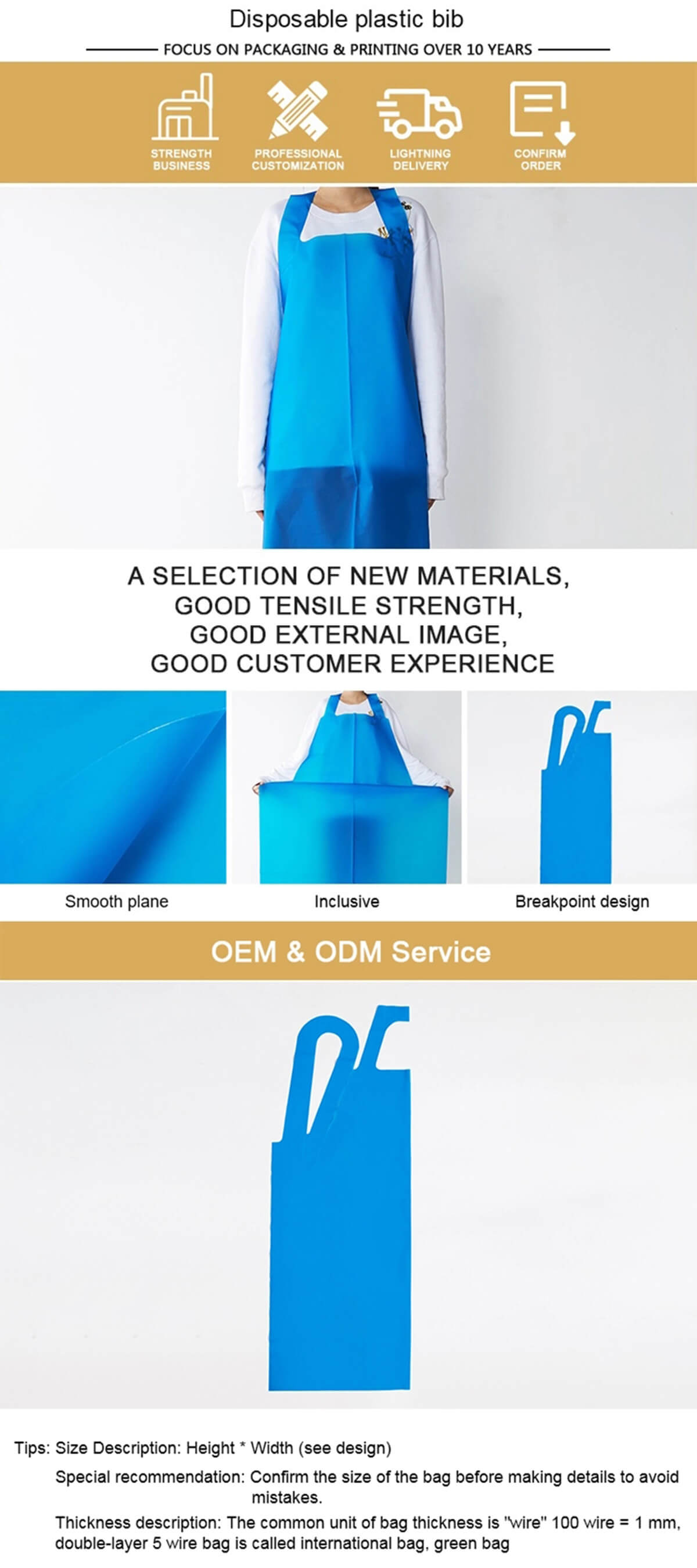 Custom Plastic Adult Bibs Restaurant Use Disposable Plastic Bib With ...